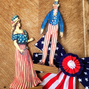 Primitive Uncle Sam Lady Liberty- Vintage 4th of July Decor- Primitive ...