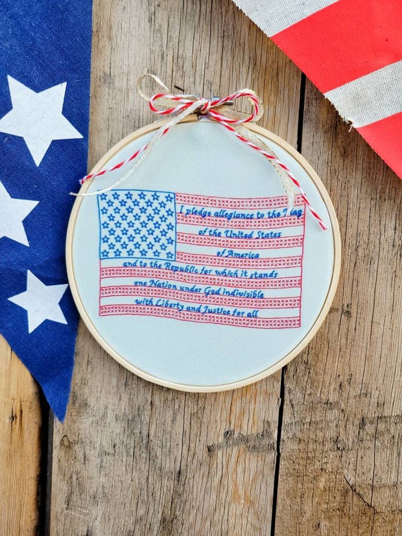 Pledge of Allegiance-patriotic Decor Embroidery Loop Wall | Etsy