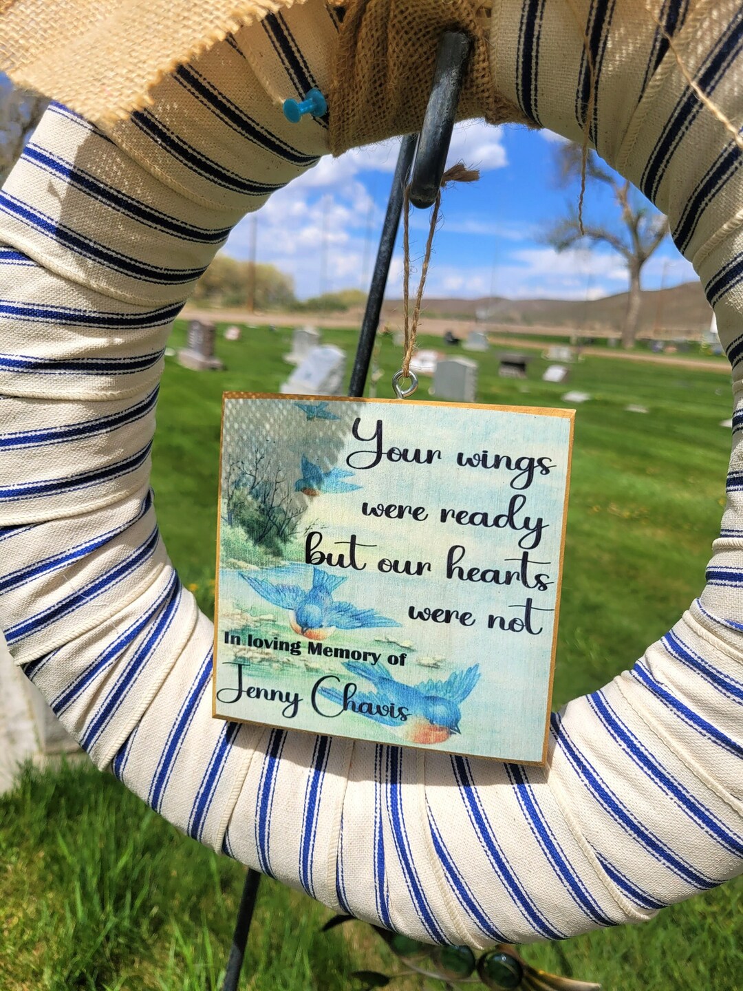 Memorial Day Grave Decoration- Wings Were Ready- Blue Bird Memorial - Etsy