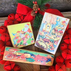 Christmas Elves Wood Blocks- Vintage Style Christmas Tiered Tray Decor ...