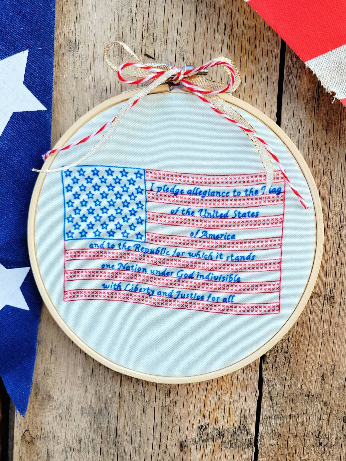 Pledge of Allegiance-patriotic Decor Embroidery Loop Wall | Etsy