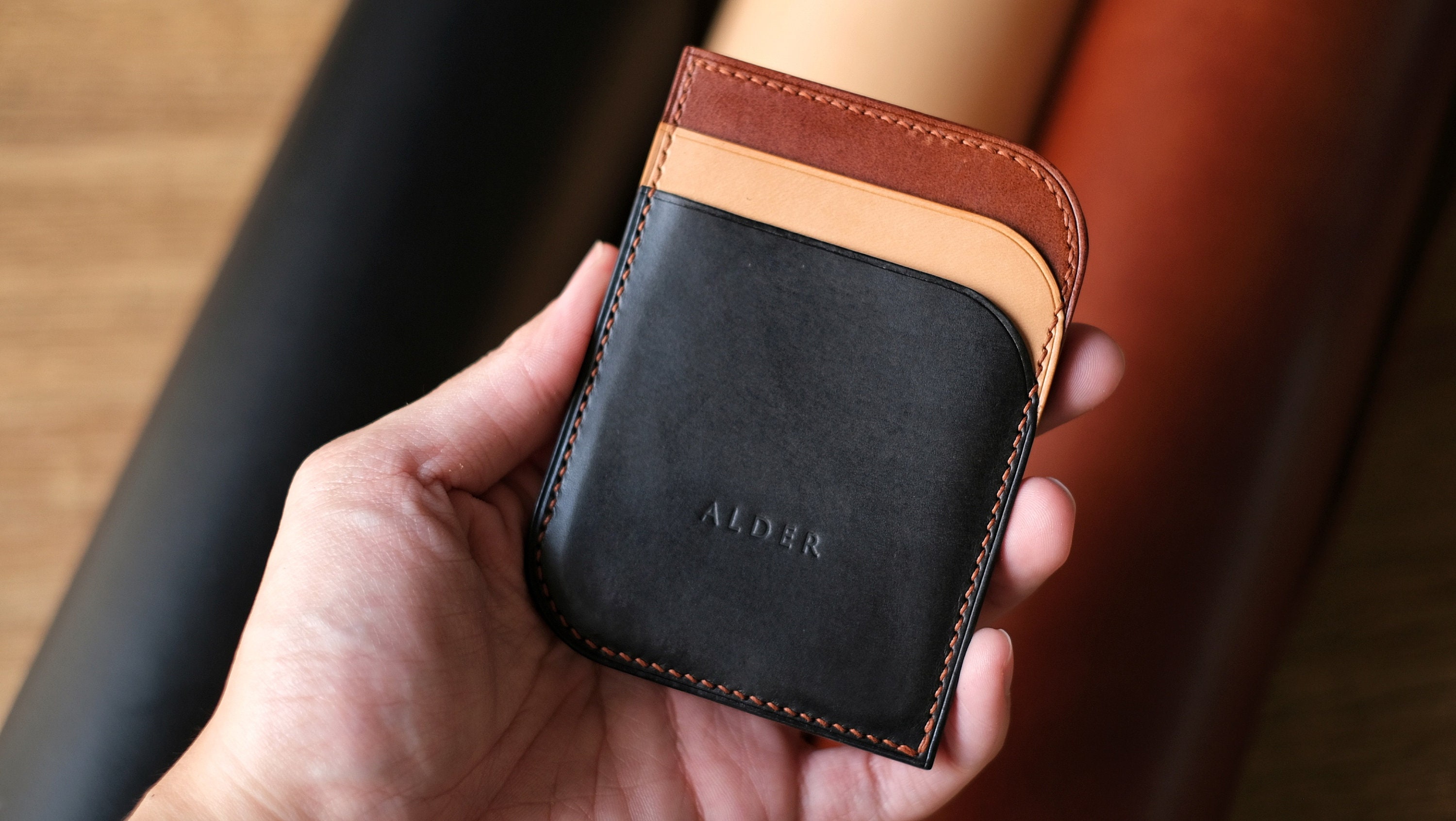 Two Way Buttero Leather Card Holder, Two Faced Design Card Holder ...