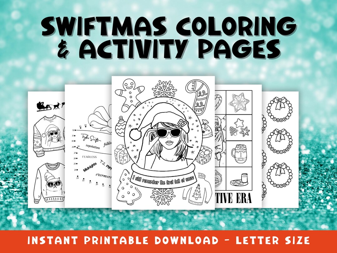 Merry Swiftmas Holiday Color & Activity Pages, Connect the Dots, Word ...