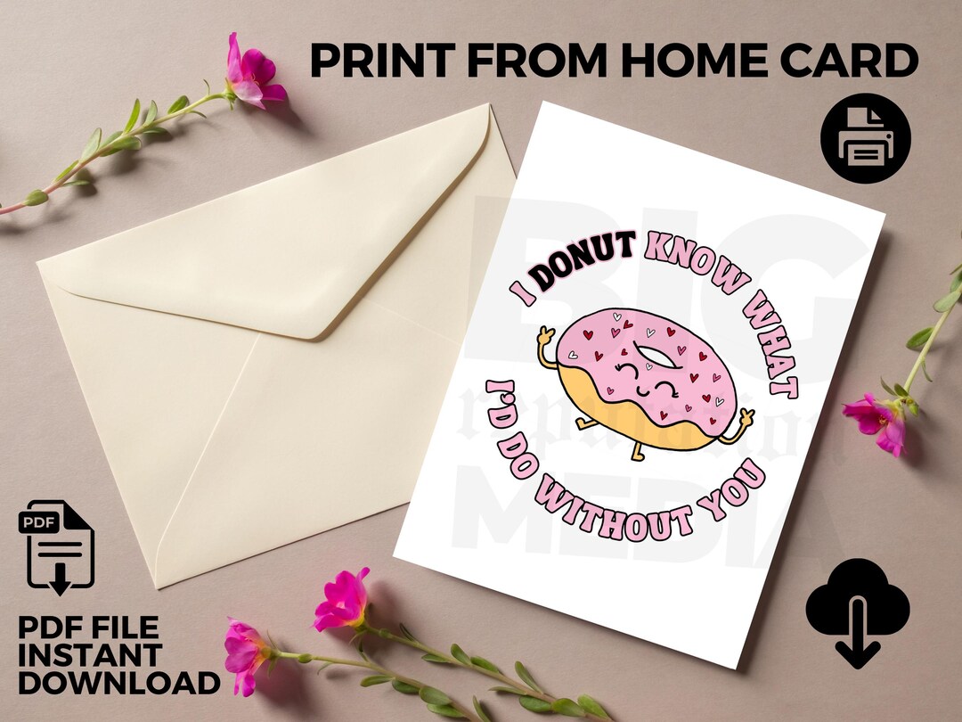 Funny Donut Mother's Day Card: Food Pun Greeting (PDF) - Etsy