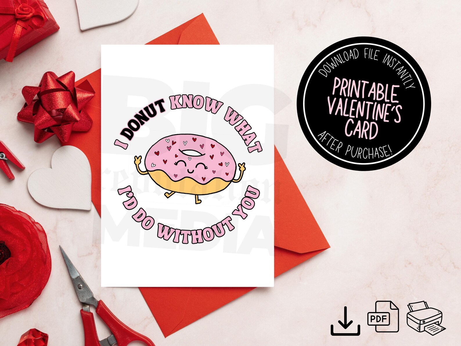 Funny Donut Mother's Day Card: Food Pun Greeting (PDF) - Etsy