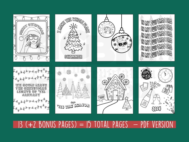 Christmas Coloring Art Pages - Printable Instant Download - Swiftie ...