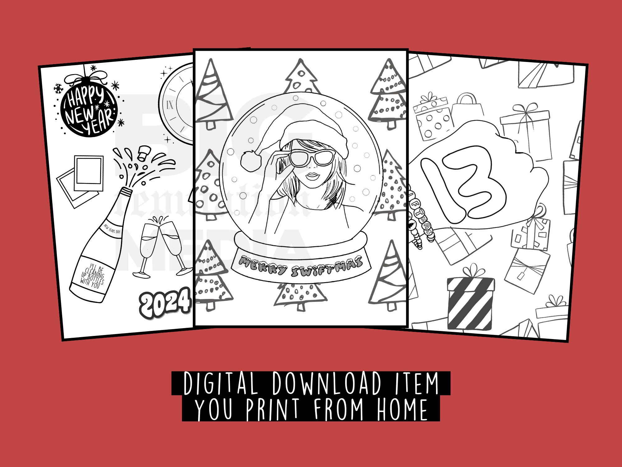 Taylor Swift Christmas Era Coloring Activity Pages, INSTANT Download ...