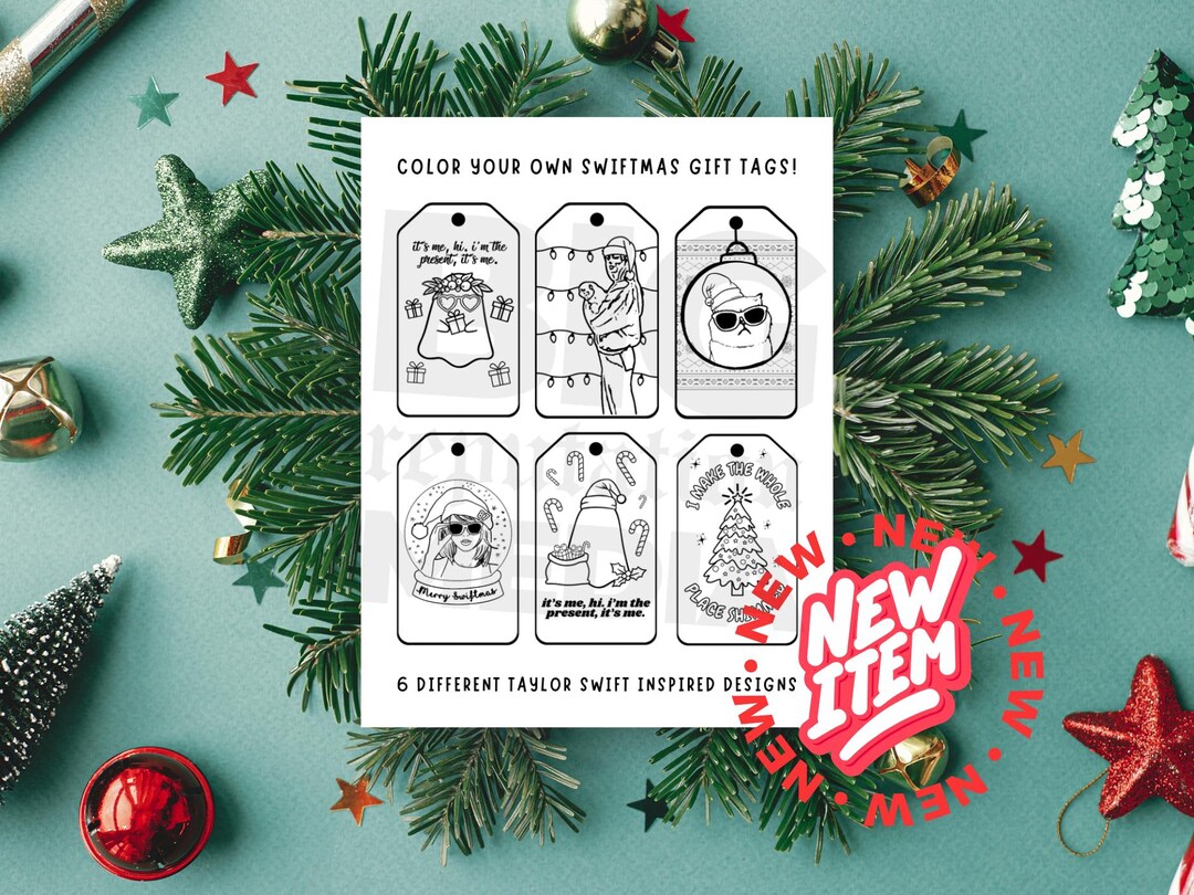 Swiftmas Coloring Holiday Craft Gift Tags (digital Download) - Etsy