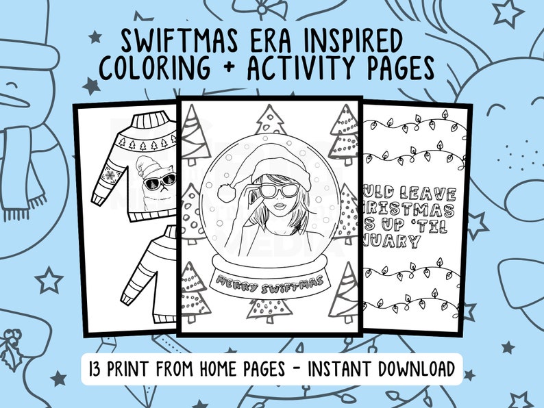 Taylor Swift Christmas Era Coloring Activity Pages, INSTANT Download ...