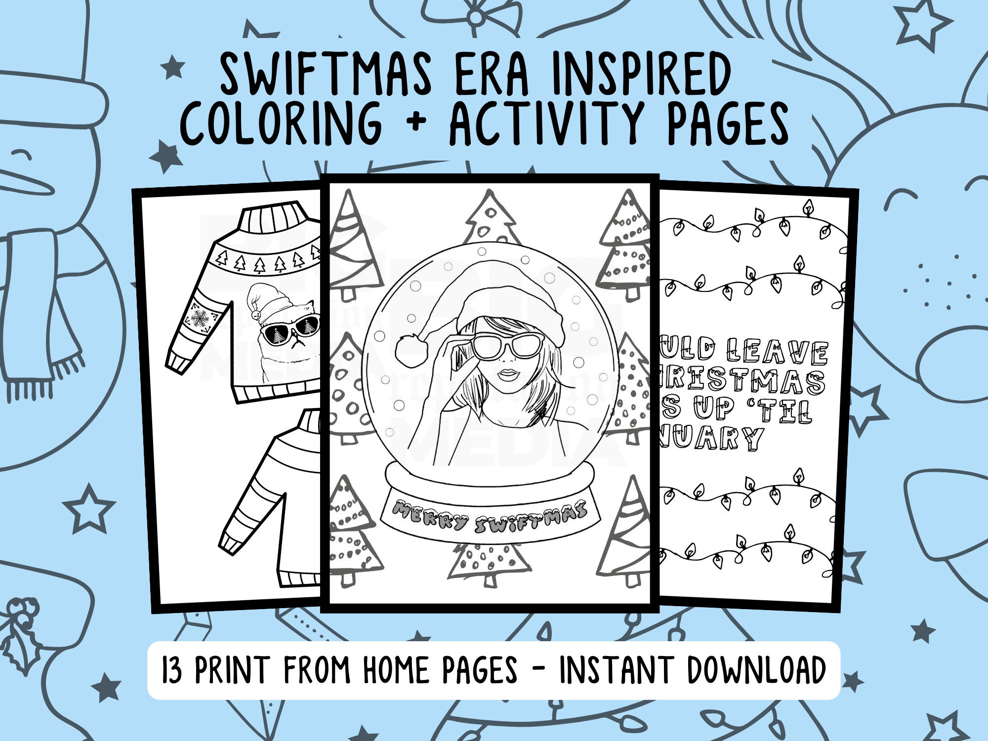 Taylor Swift Christmas Era Coloring Activity Pages, INSTANT Download ...