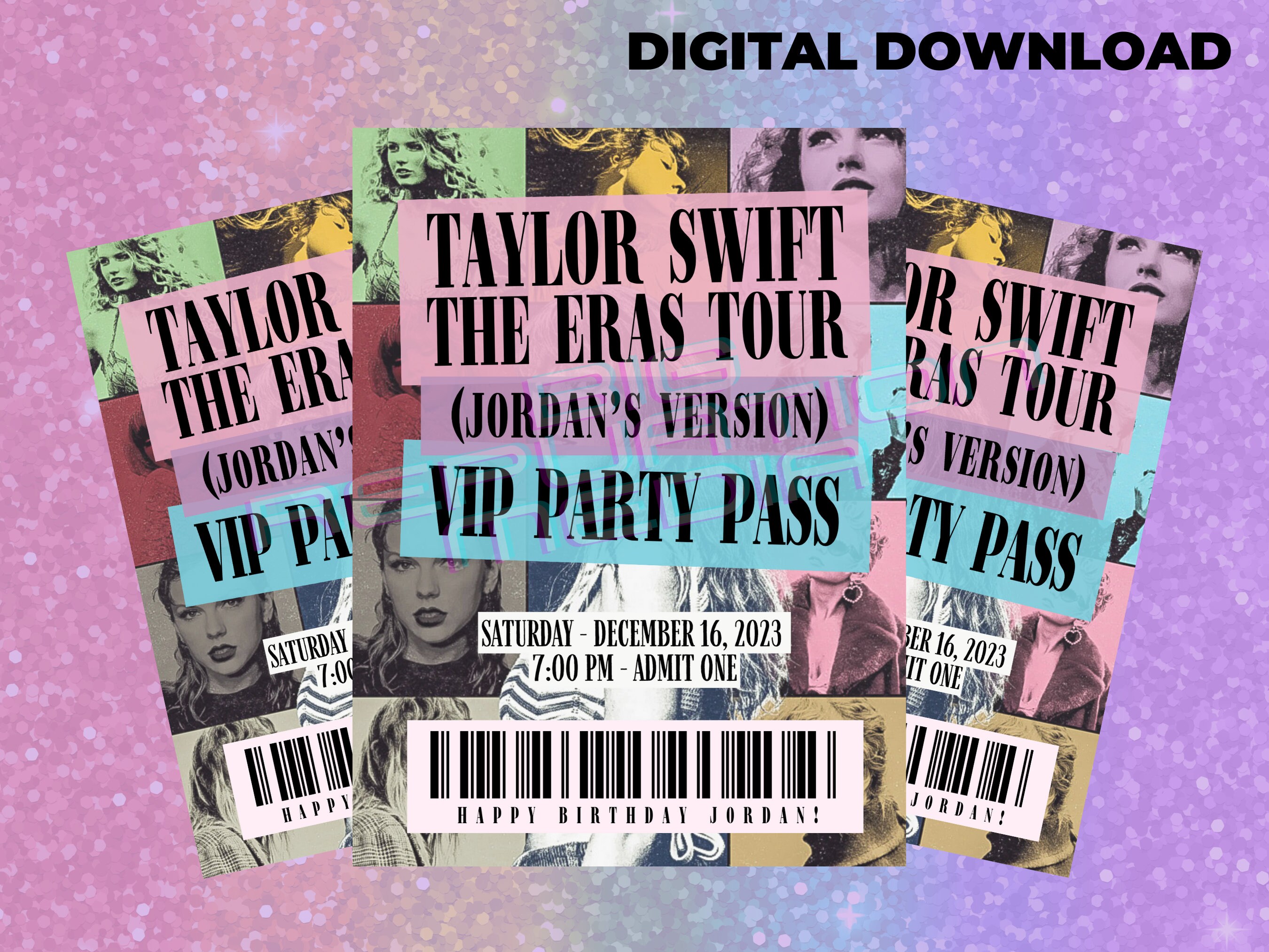 The Eras Tour Birthday Party VIP Pass for Lanyard DIGITAL DOWNLOAD, We ...