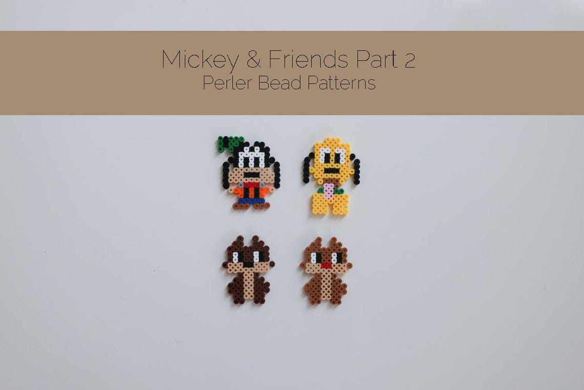 Mickey and Friends Part 2 Perler Bead Patterns, Mini Size, DIY Perler ...