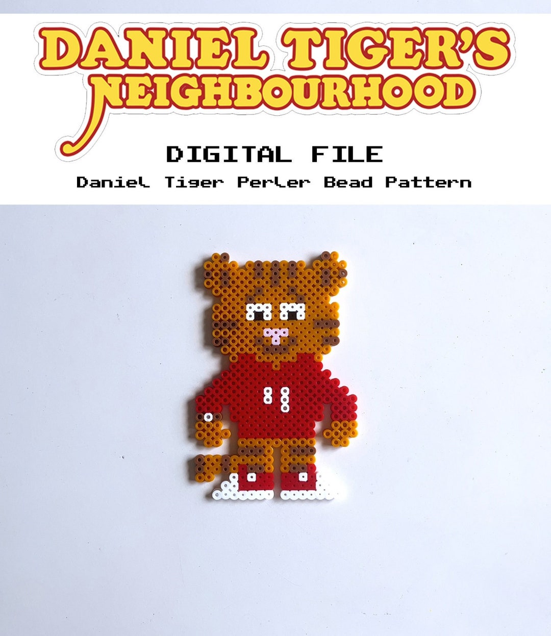 DIGITAL FILE Daniel Tiger Perler Bead Pattern, Print at Home - Etsy