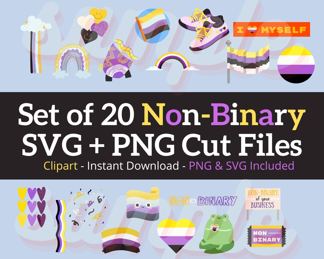 20 Non-binary LGBT Pride Cut Files Clip Art Queer PNG SVG Instant ...