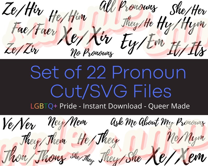 Pronouns SVG Bundle, Big Bundle SVG File for Cricut, Lgbt Bundle SVG ...