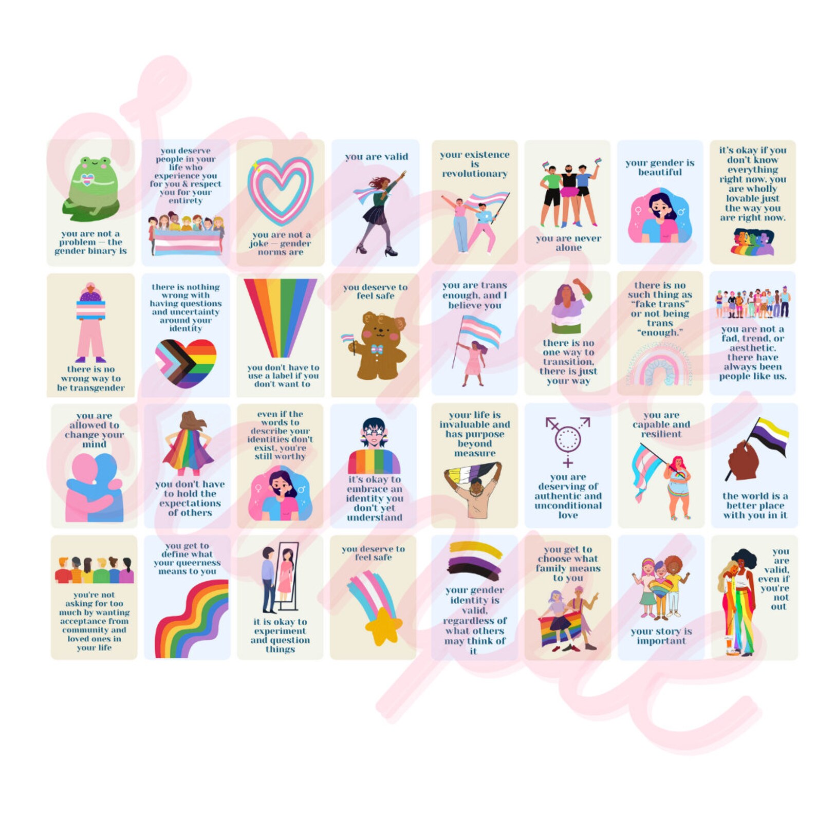 Transgender Affirmation Cards Teens Printable for LGBT, Queer Children ...
