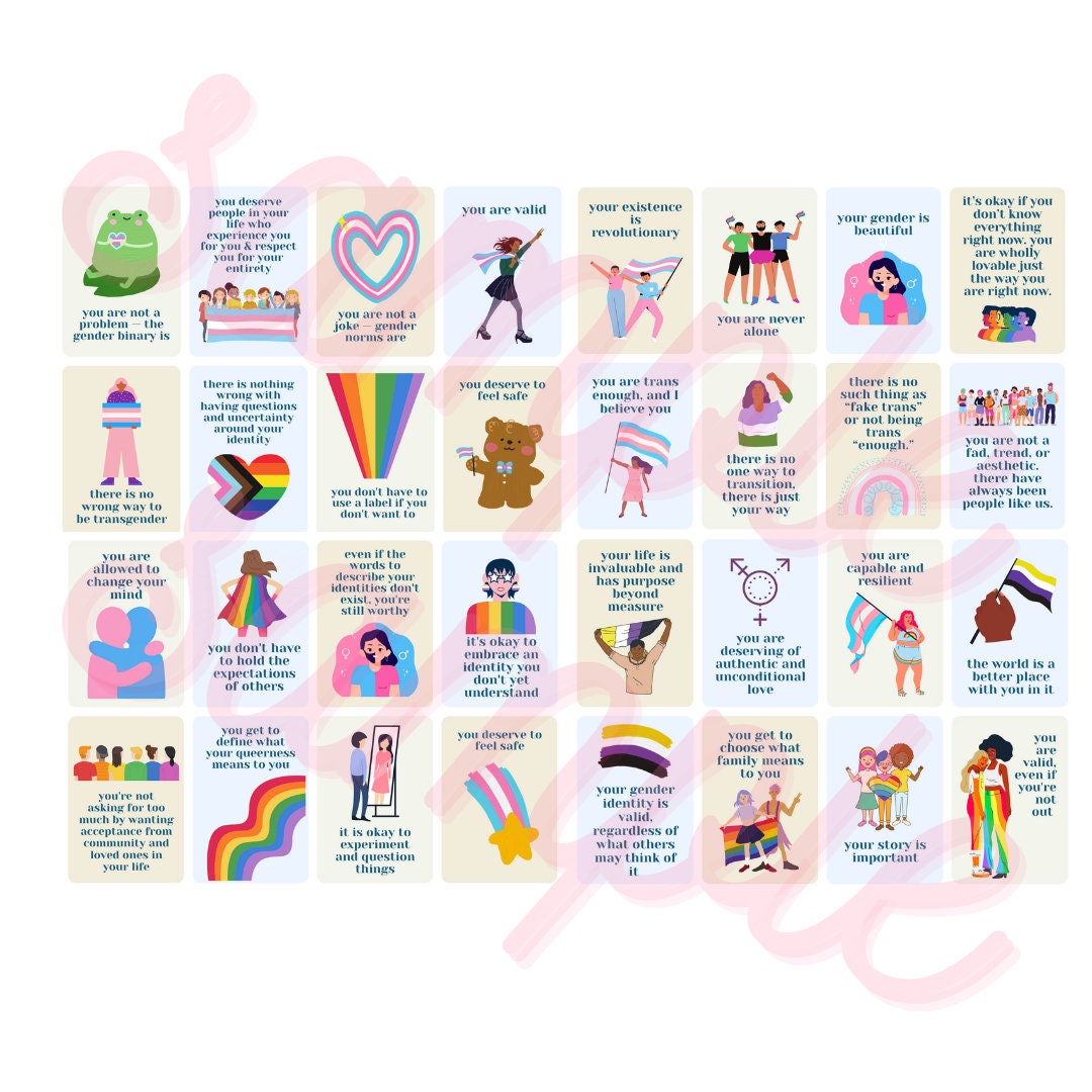 Transgender Affirmation Cards Teens Printable for LGBT, Queer Children ...
