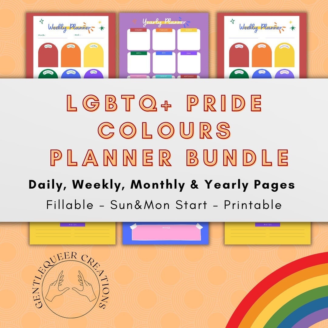 Rainbow Planner Pages Bundle, LGBT Pride, Journal Tracker, Agenda With ...