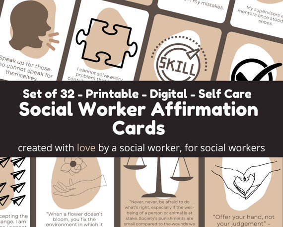 New Social Worker Affirmation Cards Printable Set of 32 - Etsy