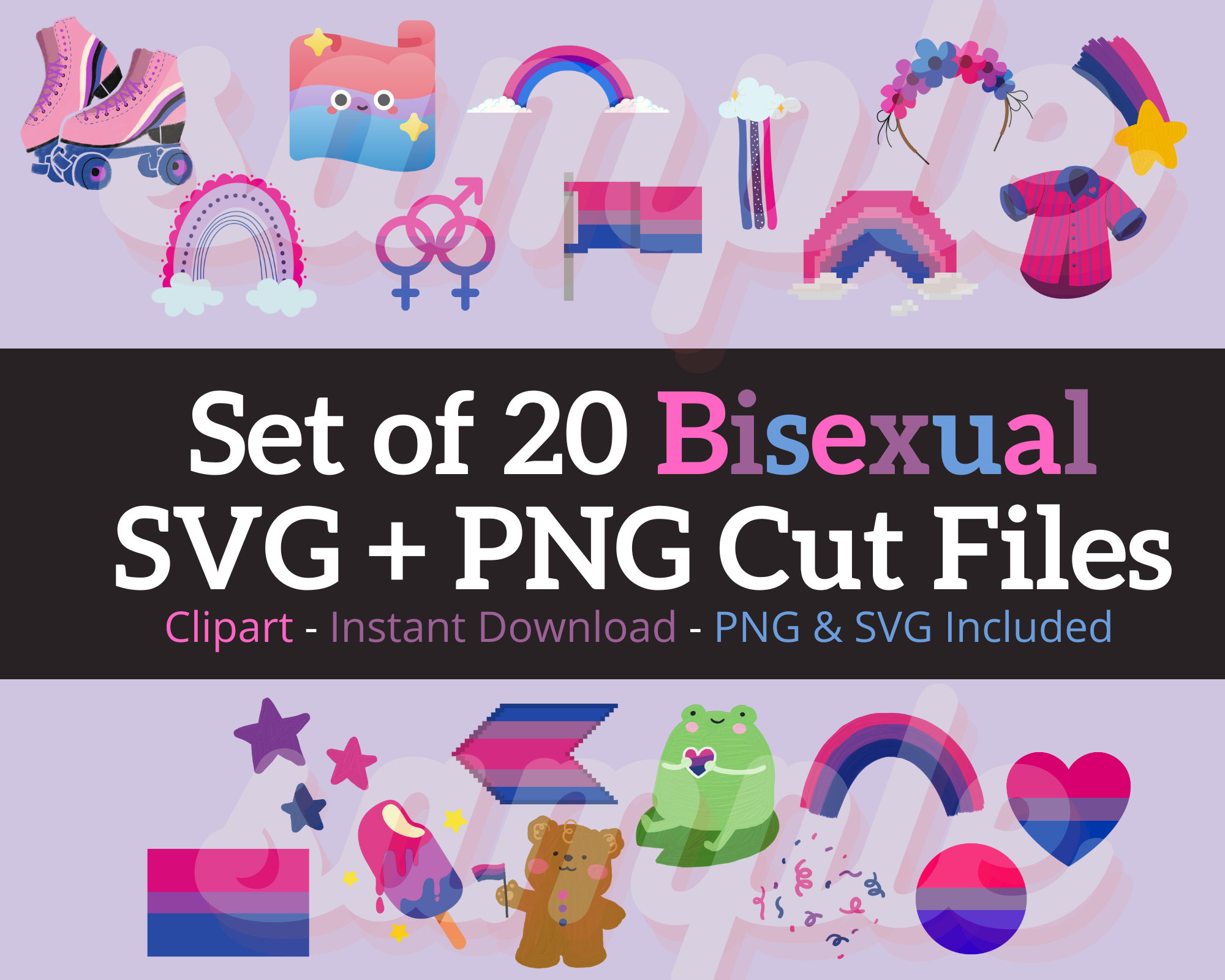 20 Bisexual LGBT Pride Cut Files | Clip Art | Queer | PNG | SVG ...
