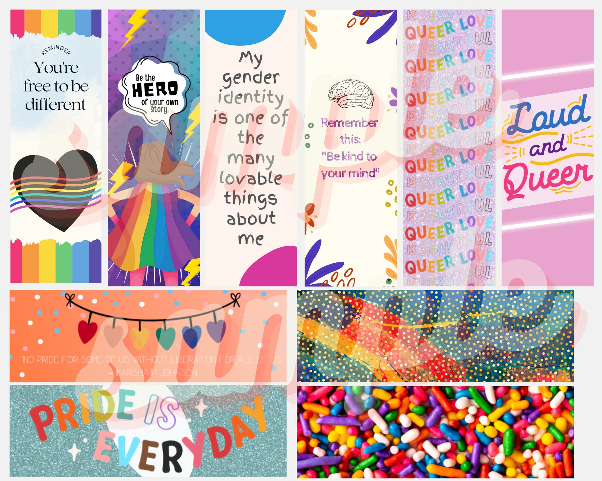 10 Printable LGBTQ Bookmarks LGBT Queer Transgender Gay Pride Month ...