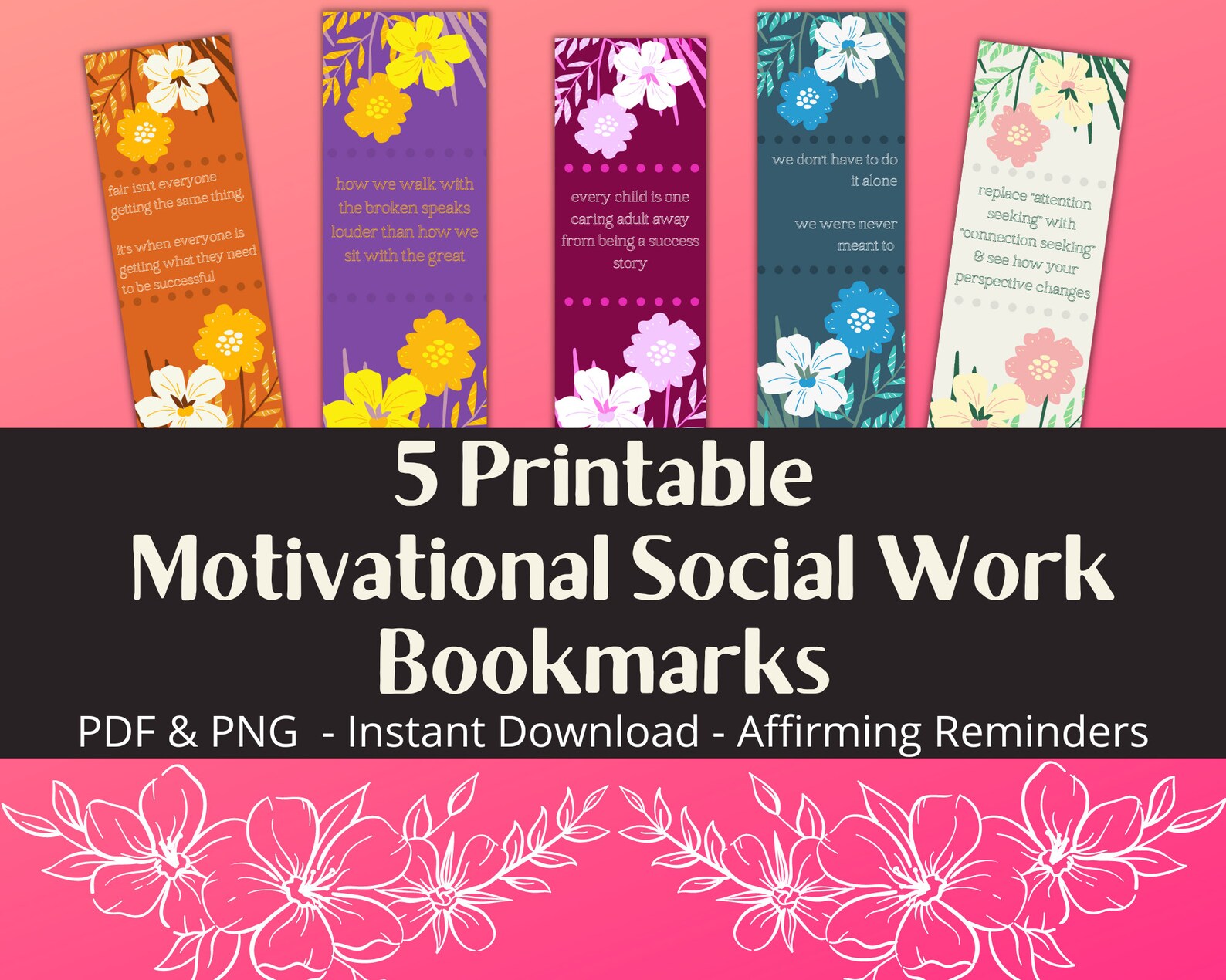 Set of 5 Motivational Social Work Bookmarks for Introverts to Download ...