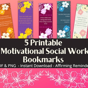 Set of 5 Motivational Social Work Bookmarks for Introverts to Download ...