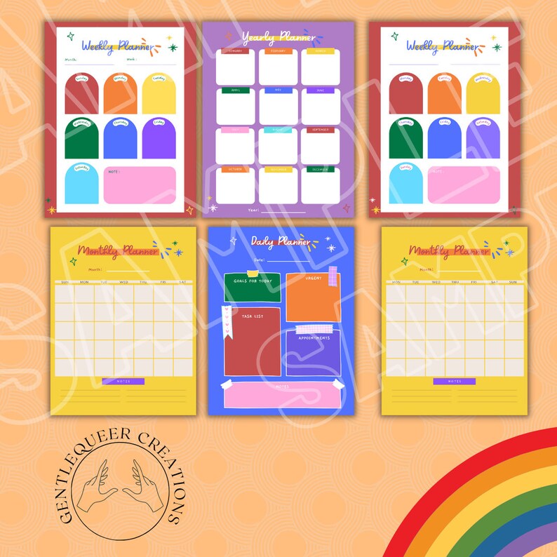 Rainbow Planner Pages Bundle, LGBT Pride, Journal Tracker, Agenda With ...
