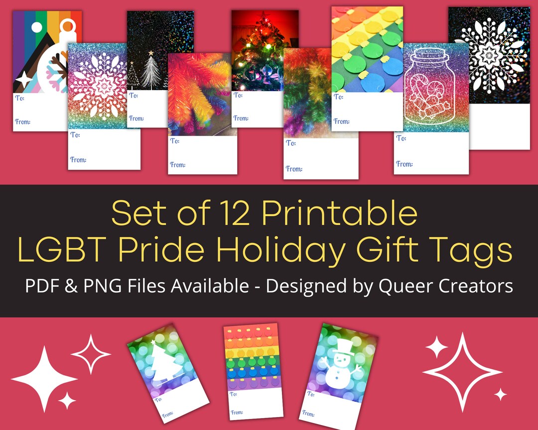 12 LGBT Pride Printable Holiday Gift Tags Set Christmas Winter Holidays ...
