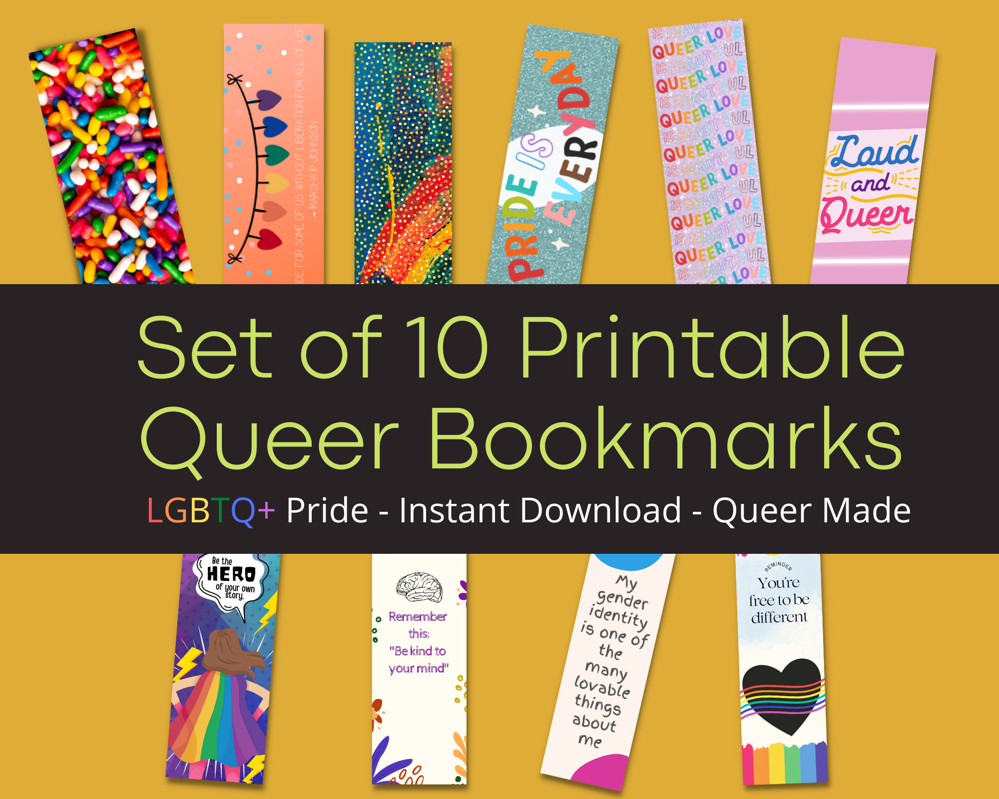 10 Printable LGBTQ Bookmarks LGBT Queer Transgender Gay Pride Month ...