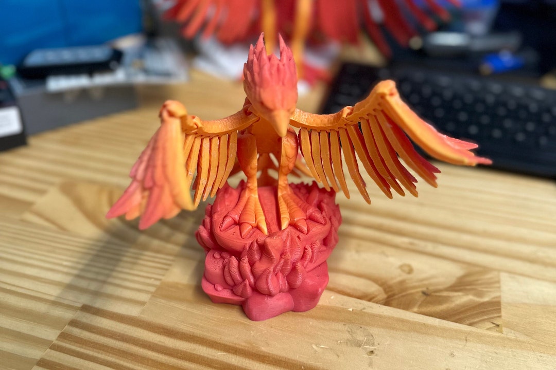 3D Printed Flexi Phoenix With Fire Stand - Etsy
