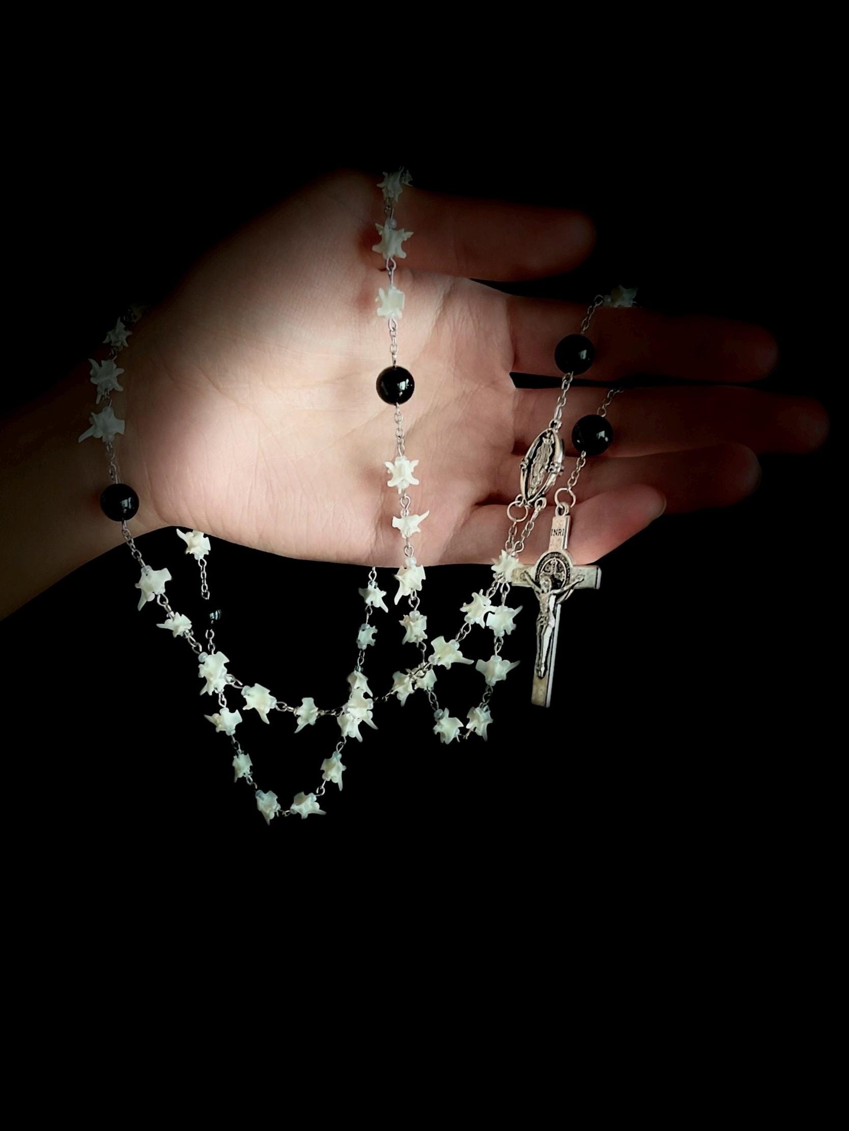 Serpent's Prayer Rosary: Snake Vertebrae Crucifix Necklace, Gothic ...