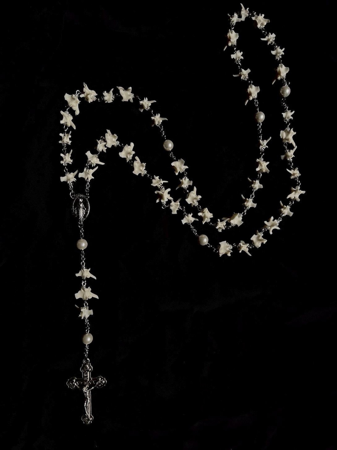 Serpent's Prayer Rosary: Snake Vertebrae Crucifix Necklace, Gothic ...