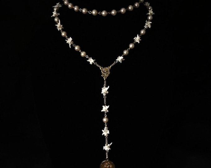Bone Jewelry: Snake Vertebrae Bone Rosary With Pearlescent Beads - Etsy