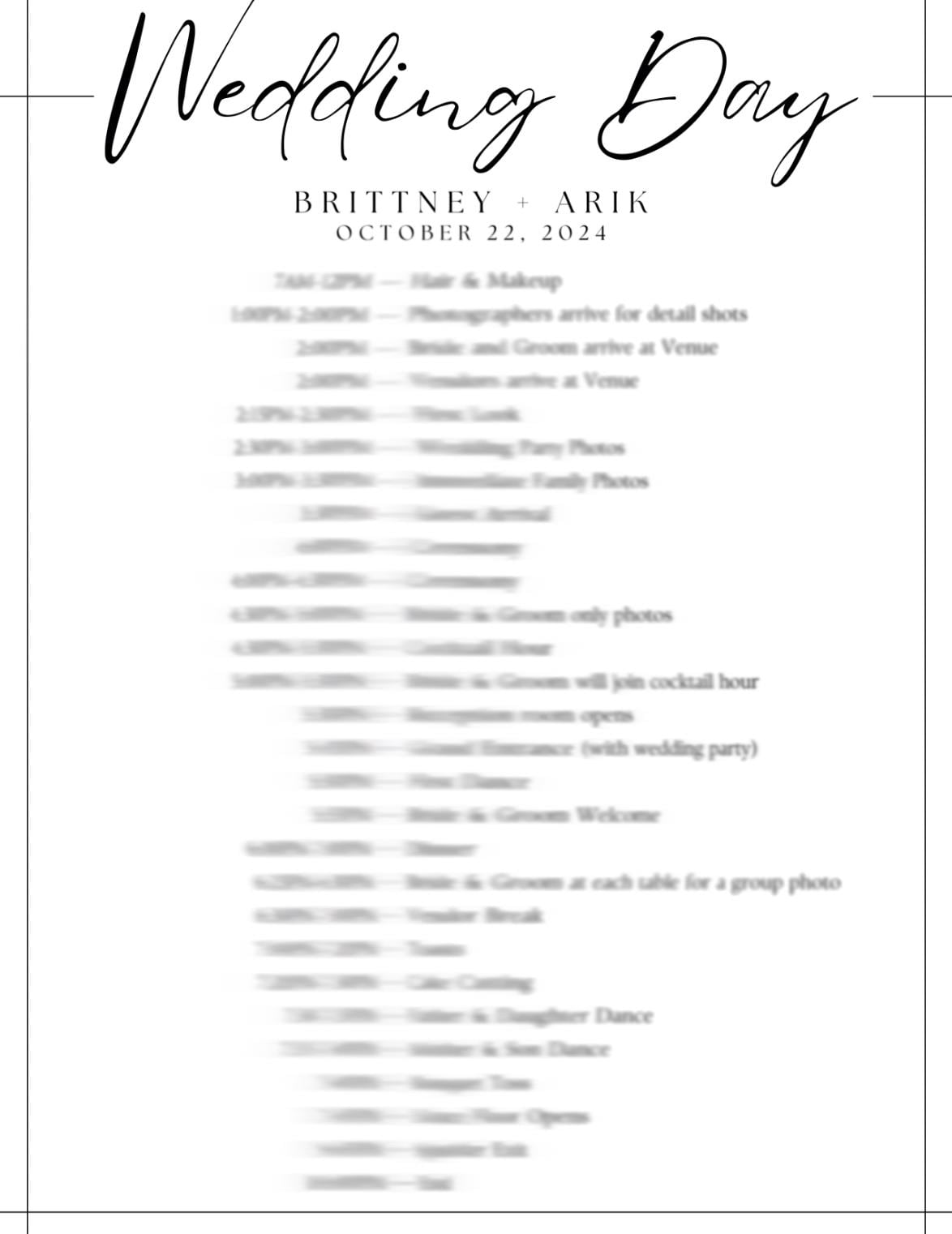 Wedding Day Itinerary Template Editable Canva Digital Download - Etsy