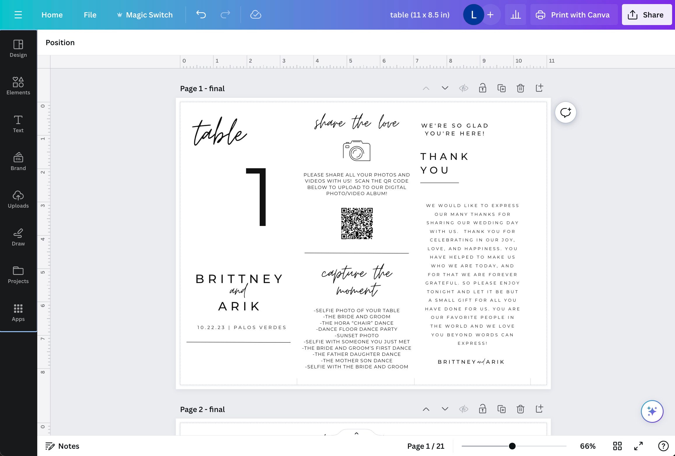 Wedding Tri-fold Table Numbers - Editable Canva Download (version 1) - Etsy