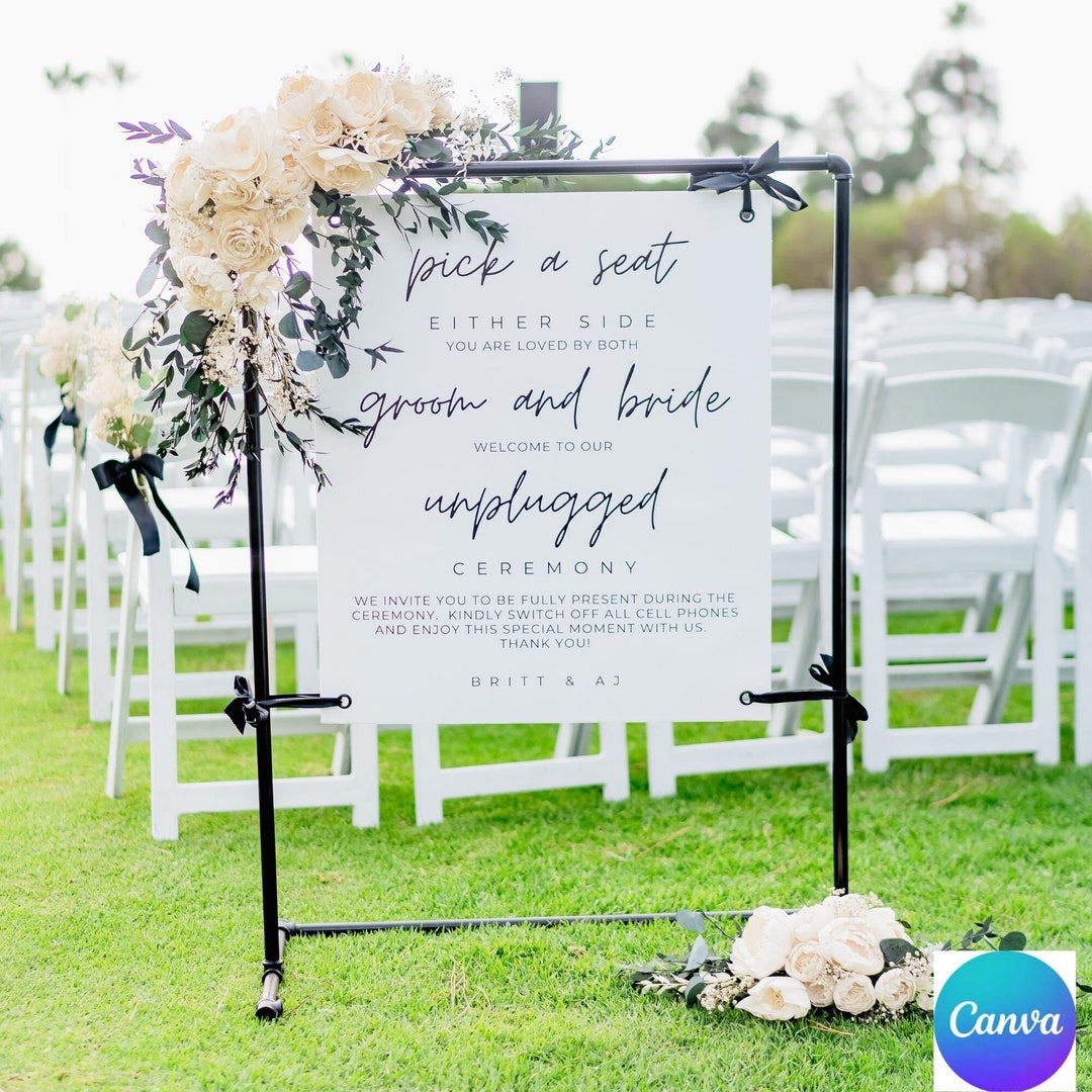 Wedding Ceremony Sign Template - Editable Canva Digital Download - Etsy