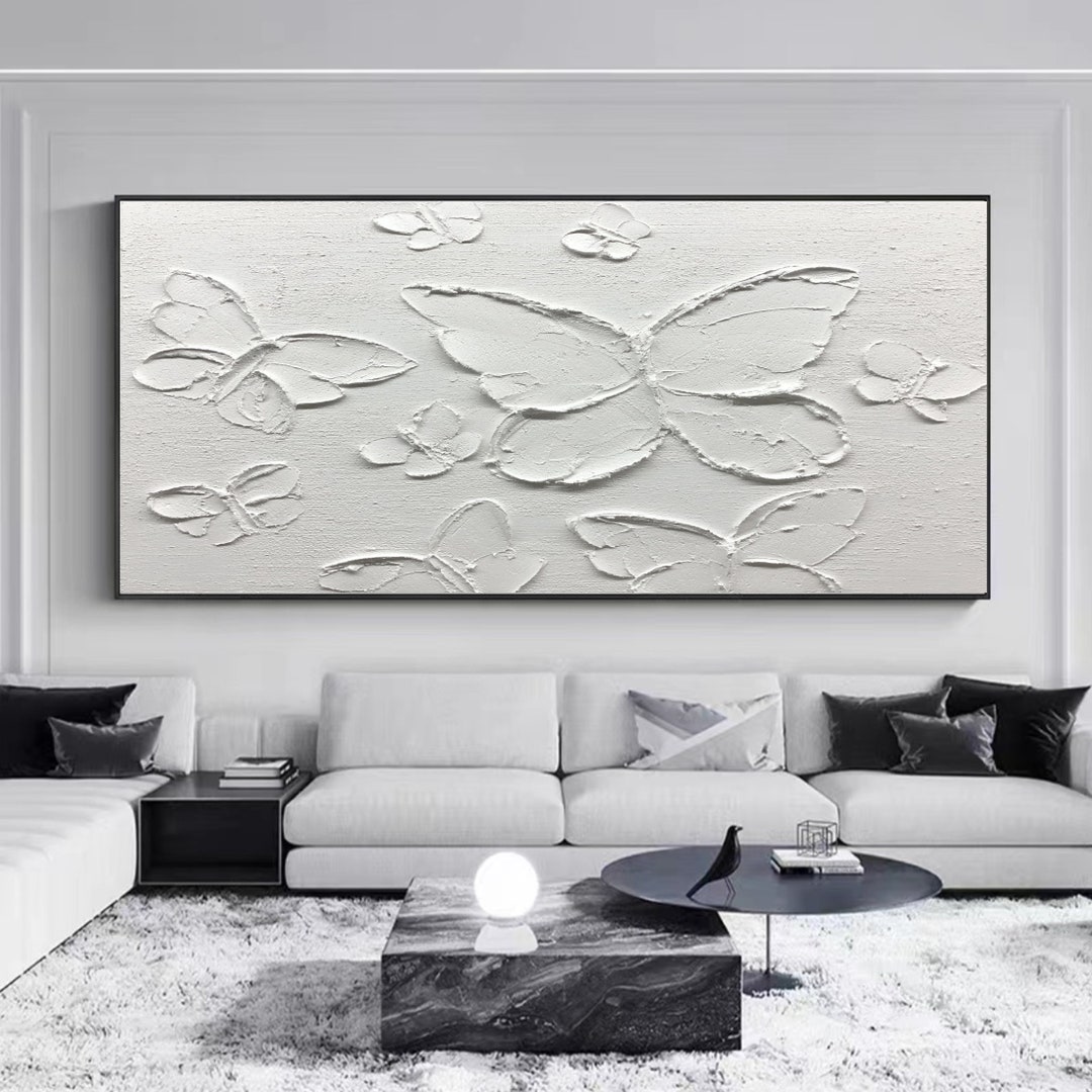 Large White Wall Art Abstract White White Texture Painting White ...