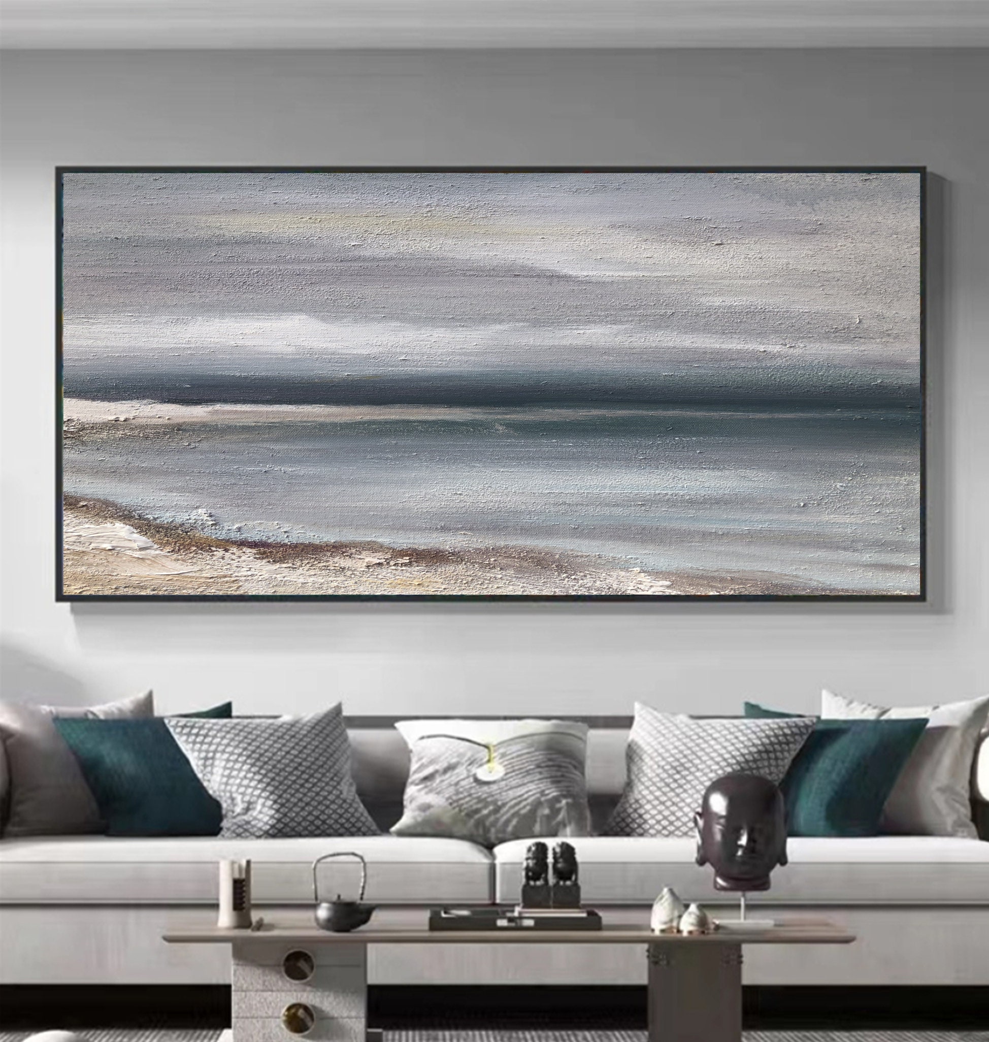 Large Coastal Wall Art Ocean Paintings on Canvas Cloud and Sky - Etsy ...