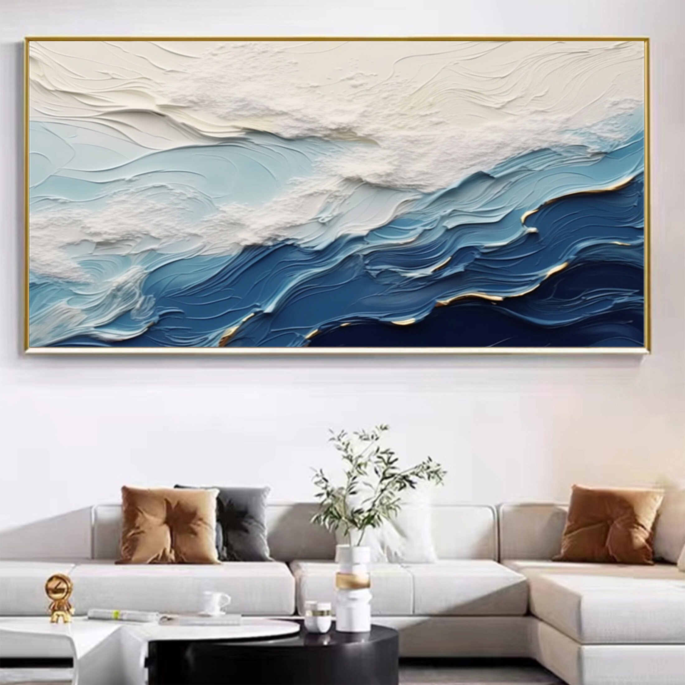 Blue Ocean Painting Coastal Painting Original Ocean Wave Painting on ...
