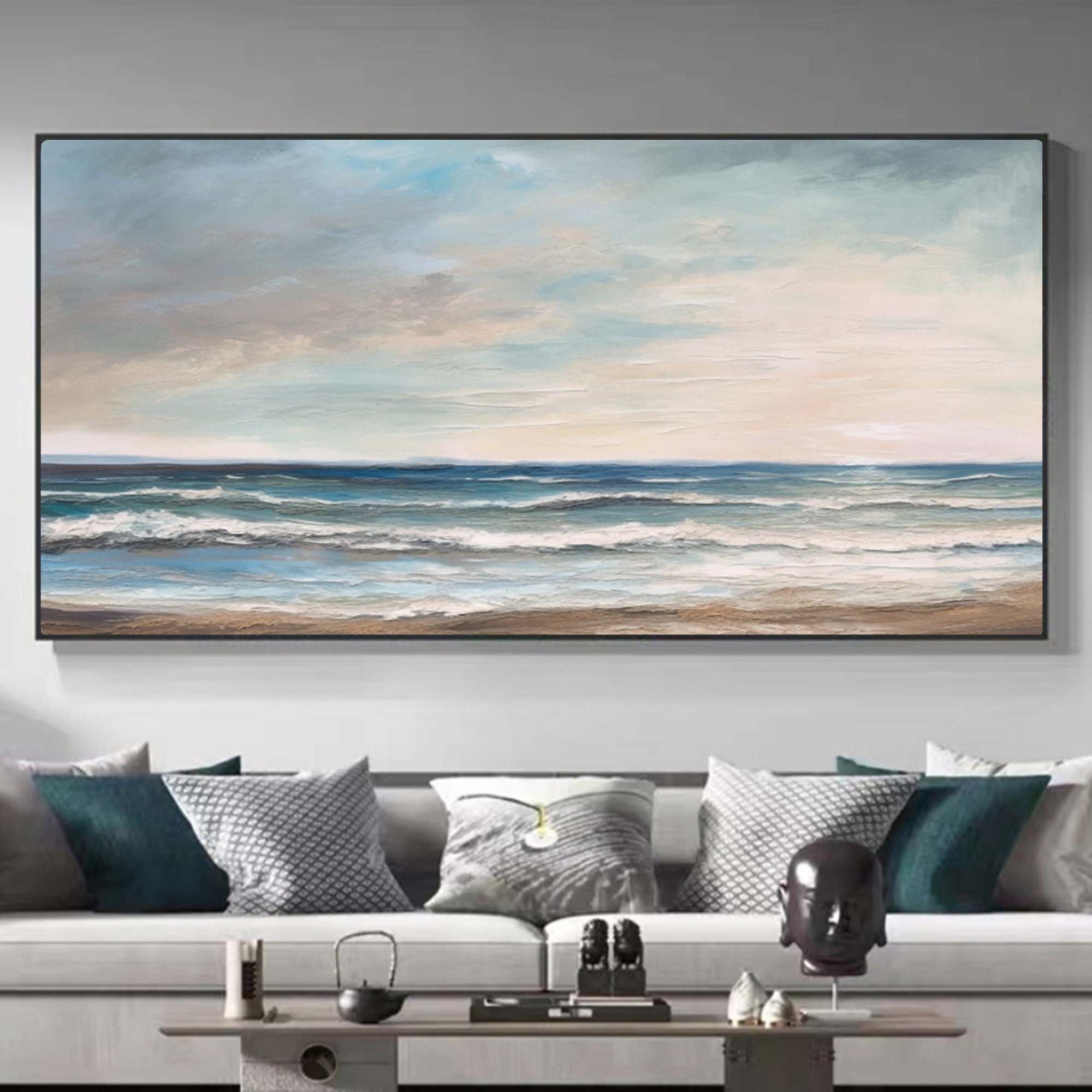 Large Scale Coastal Painting Abstract Sea Wall Art Sea Oil - Etsy