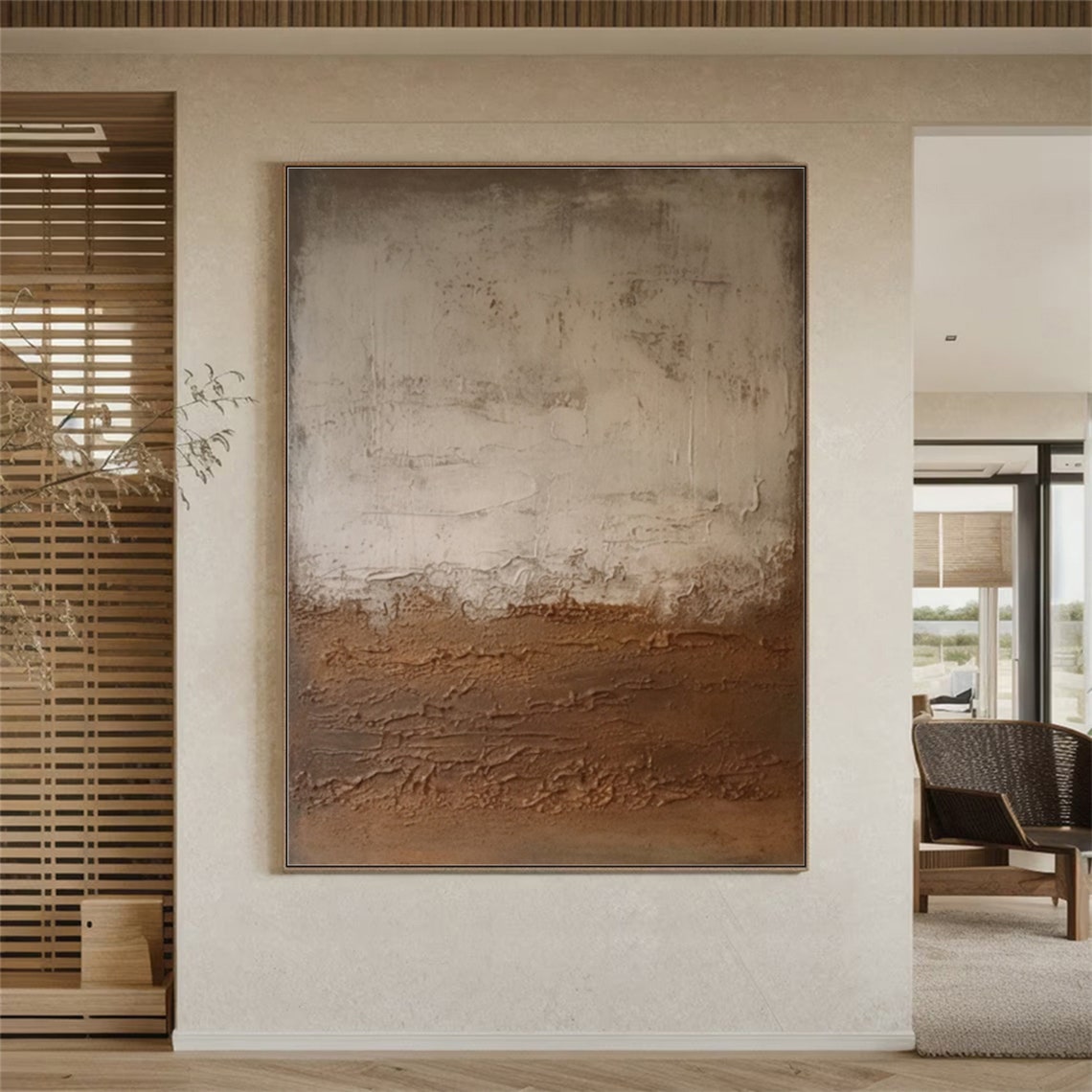 Brown and Beige Wall Art Wabi Sabi Wall Art Beige Abstract Painting ...