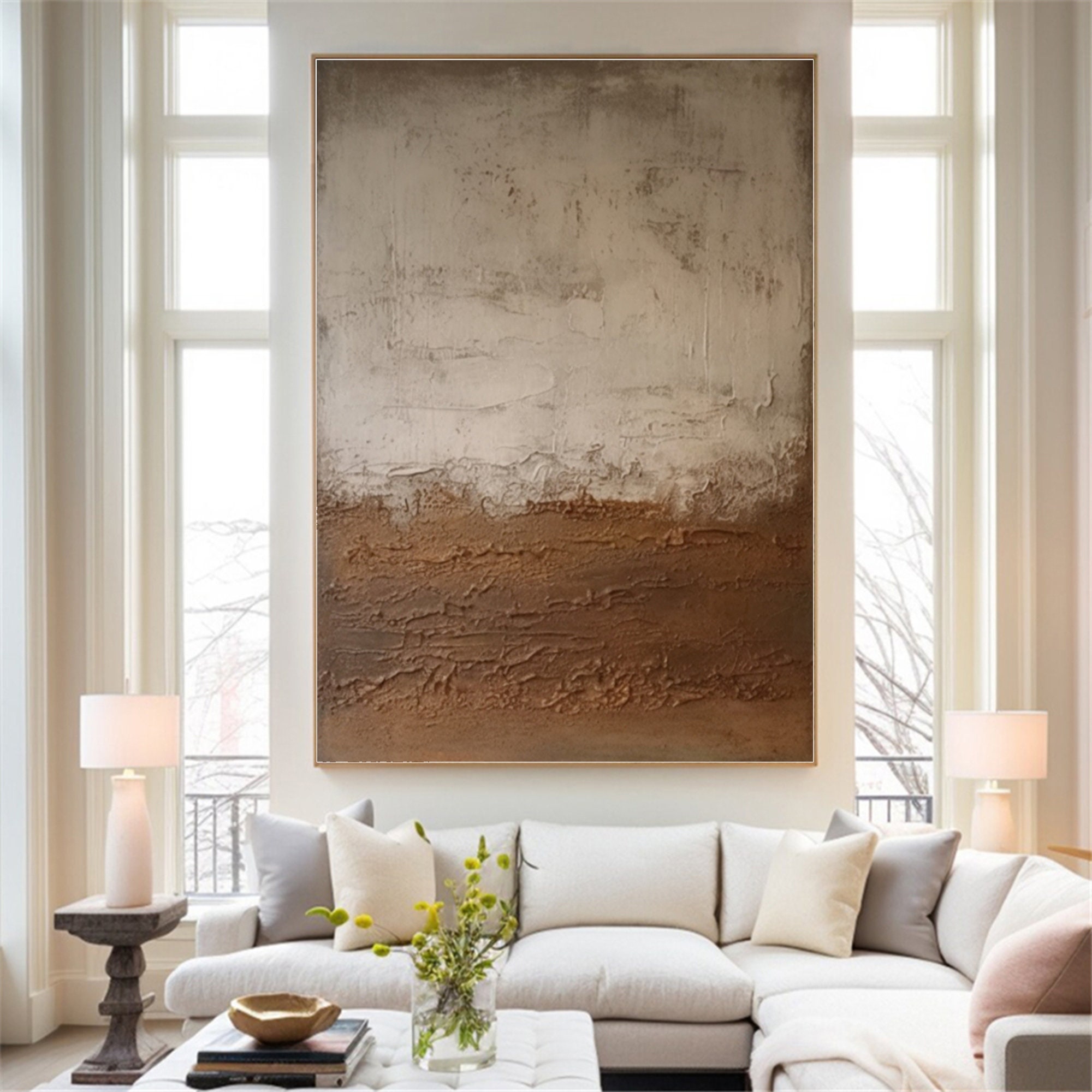 Brown and Beige Wall Art Wabi Sabi Wall Art Beige Abstract Painting ...