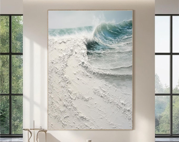 Original Ocean Wave Oil Painting on Canvas 3D Textured Painting ...