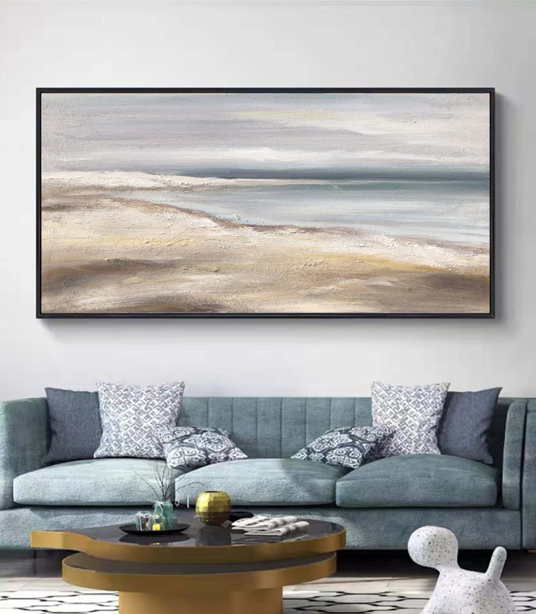 Large 3D Textured Ocean Painting on Canvas Original Sky - Etsy