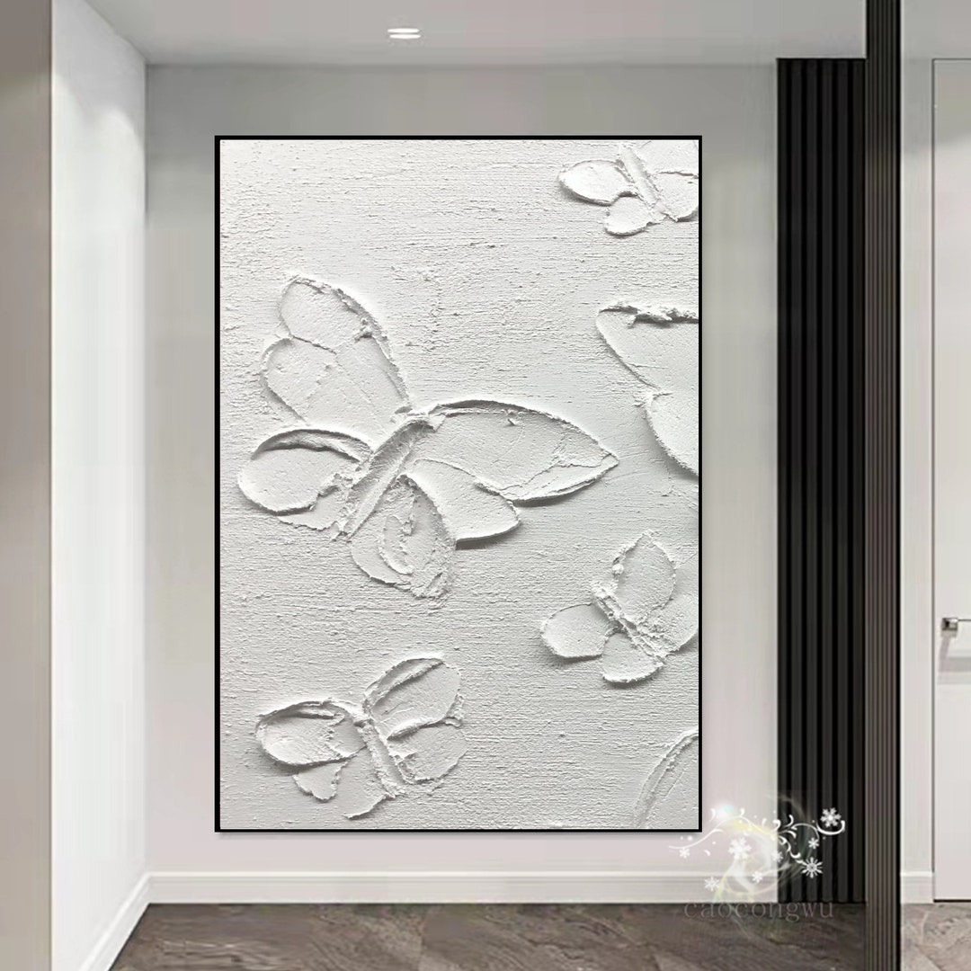 Large White Abstract Painting White Minimalist Art 3D Textured Painting ...