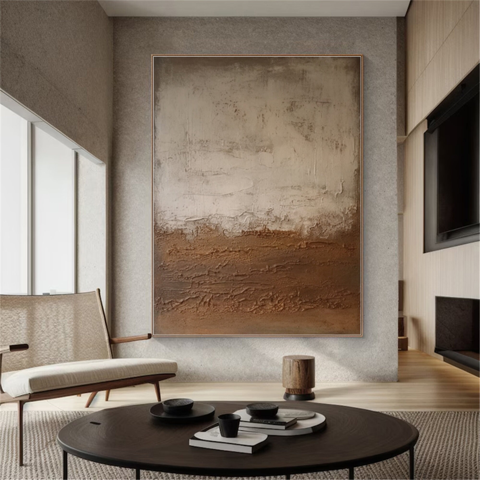 Brown and Beige Wall Art Wabi Sabi Wall Art Beige Abstract Painting ...