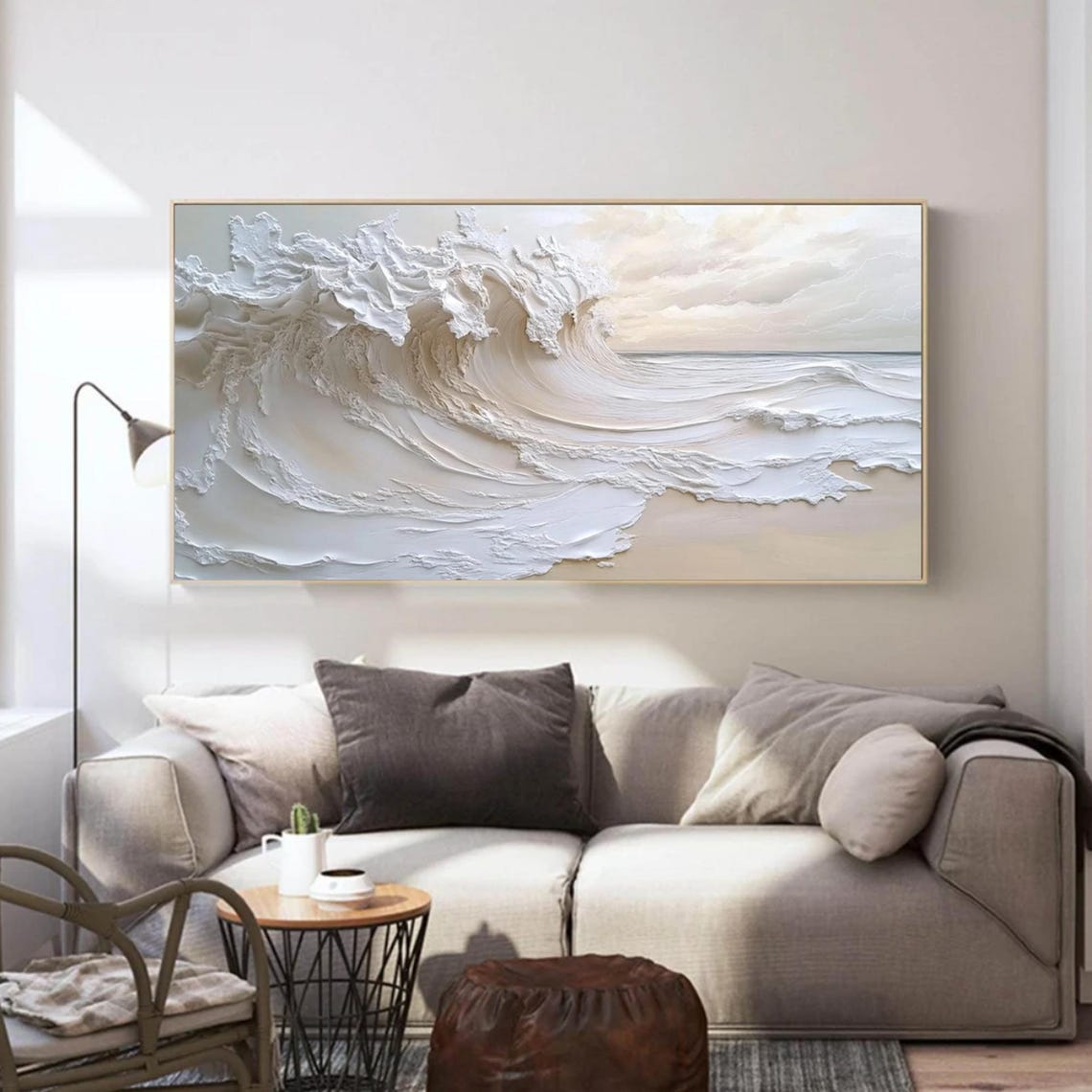 Textured Ocean Wave Painting: 3D Abstract Canvas Wall Art - Etsy
