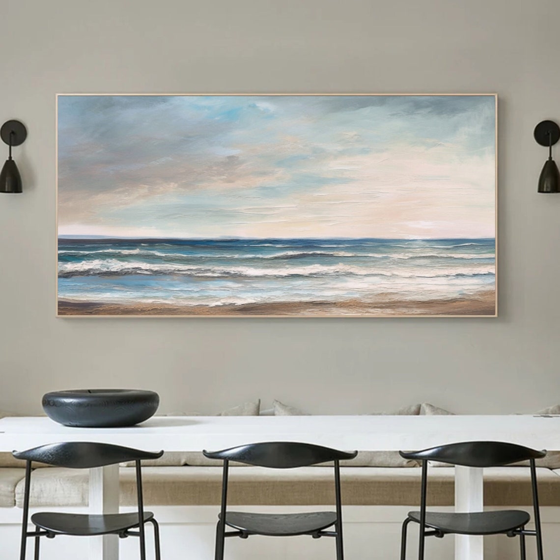 Large Scale Coastal Painting Abstract Sea Wall Art Sea Oil - Etsy