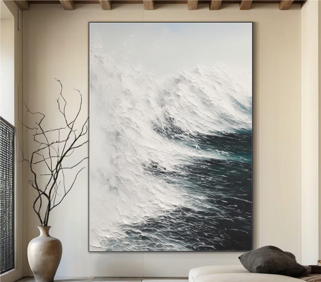 Ocean Textured Painting 3D Textured Wall Art Ocean Waves Abstract ...
